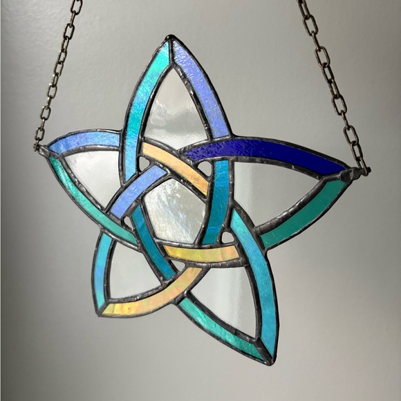 Art | Stained Glass Celtic Knot Suncatcher Blue And Gold | Poshmark